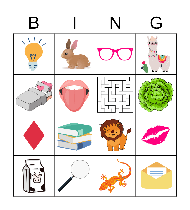 Mots qui commencent par L Bingo Card