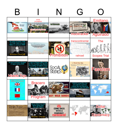 Social Studies Bingo Card