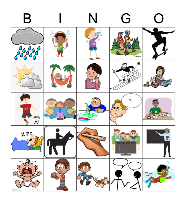 Spanish 1 U5: Presente Progresivo Bingo Card