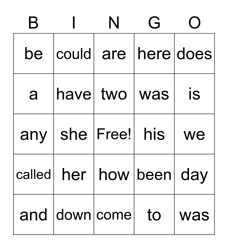Super Tricky Word BINGO Card