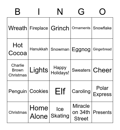 Holiday Bingo Card