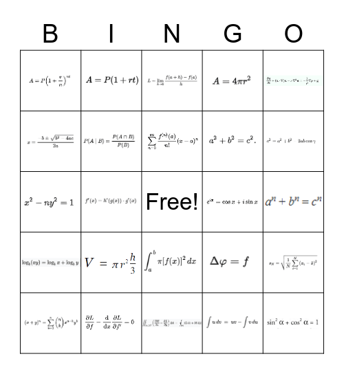 Math Bingo! Bingo Card