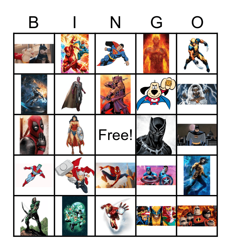 Heroes Bingo Card