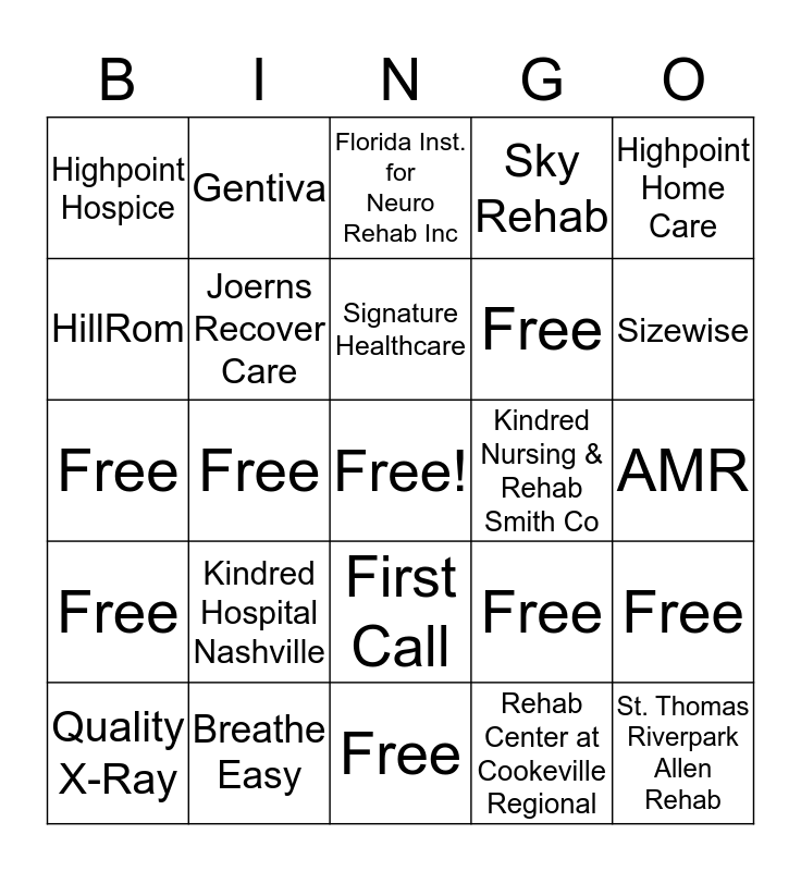 Vendor Bingo 2015 Bingo Card
