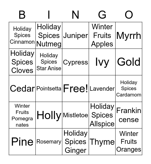 Holiday Herbs, Plants, Fruits and More.., Bingo Card