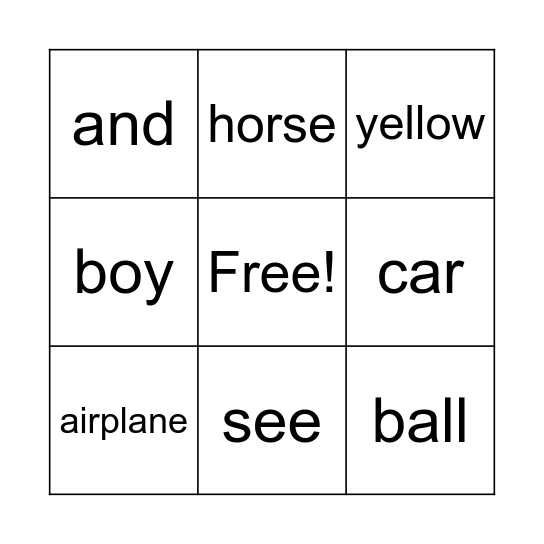EDMARK SIGHT WORDS Bingo Card