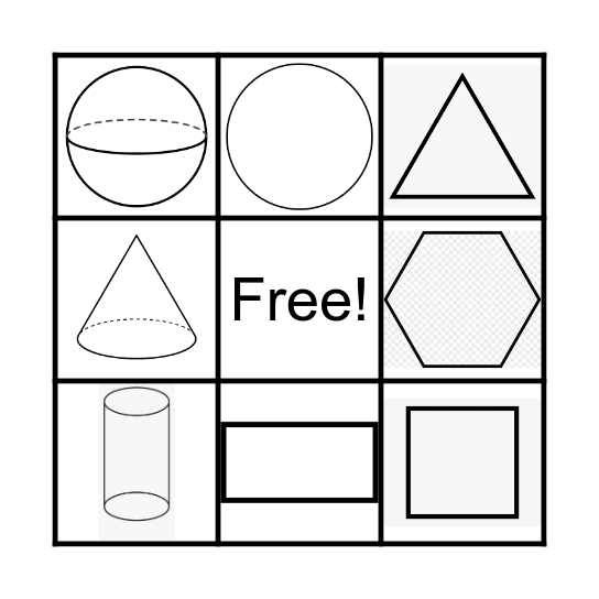 2D & 3D Shape BINGO Card