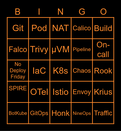 Cloud Native - DevOps Bingo Card