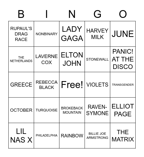 KCC Drag Bingo 2022 Bingo Card