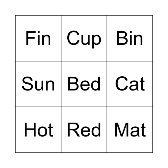 Vowels Bingo Card
