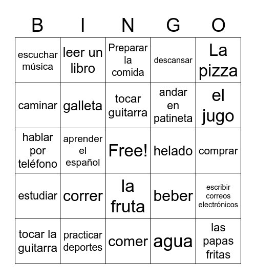 Avancemos 1 Bingo Card