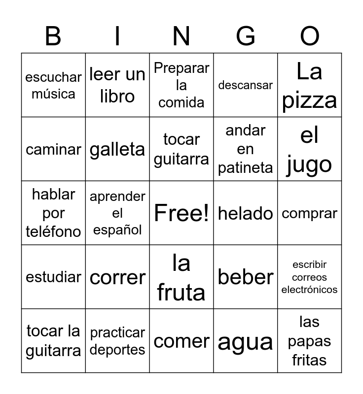 Avancemos 1 Bingo Card