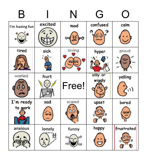 Emotion Bingo Card