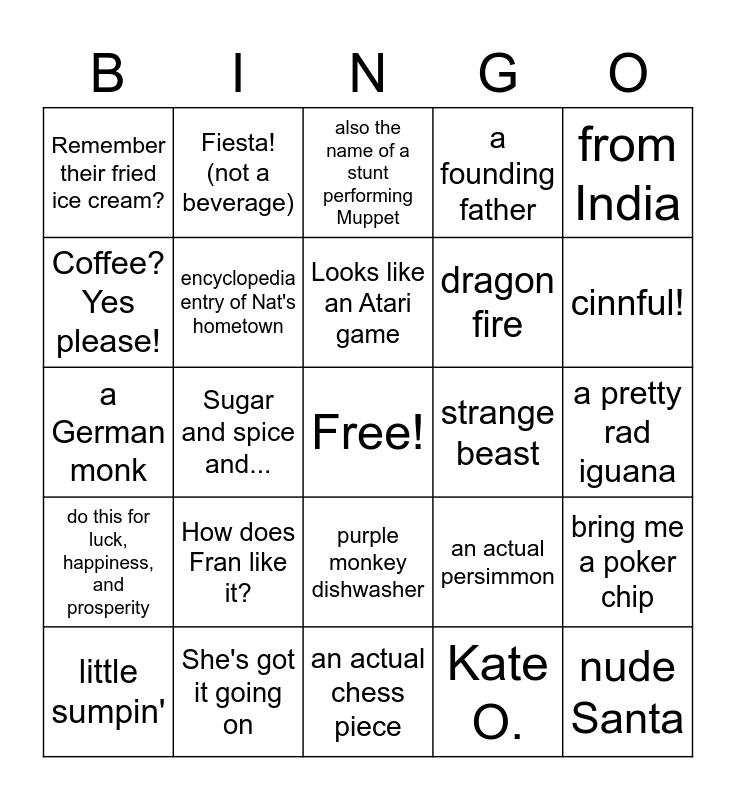 Celebrating Natalie BINGO Card