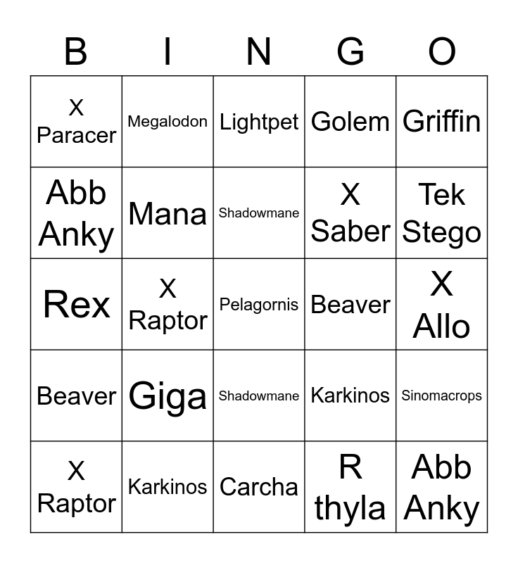 ARK BINGO Card