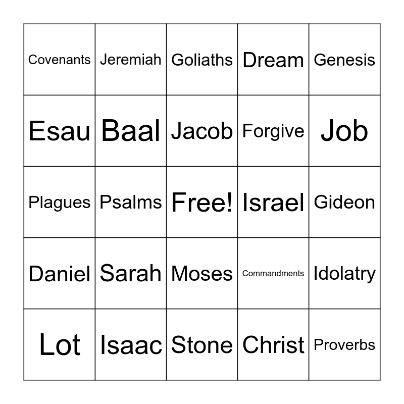 Old Testament Bingo Card