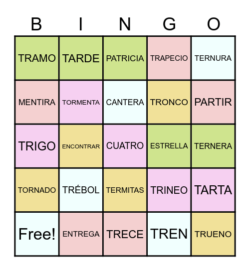 PALABRAS CON TR Bingo Card