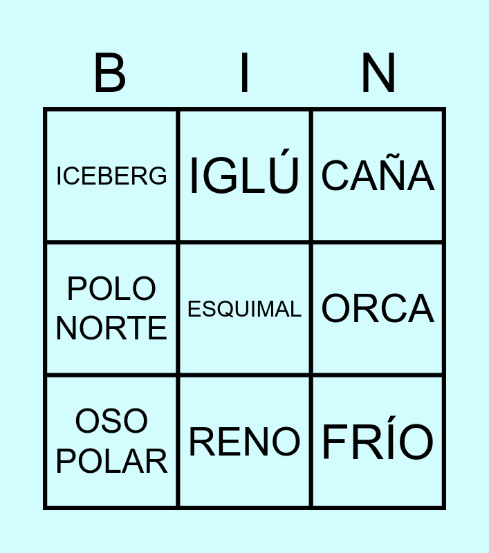 BINGO DEL ÁRTICO Bingo Card