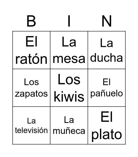 Bingo de palabras Bingo Card