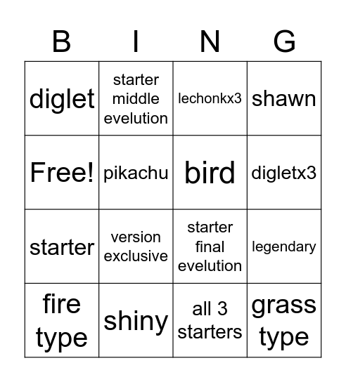 Untitled Bingo Card