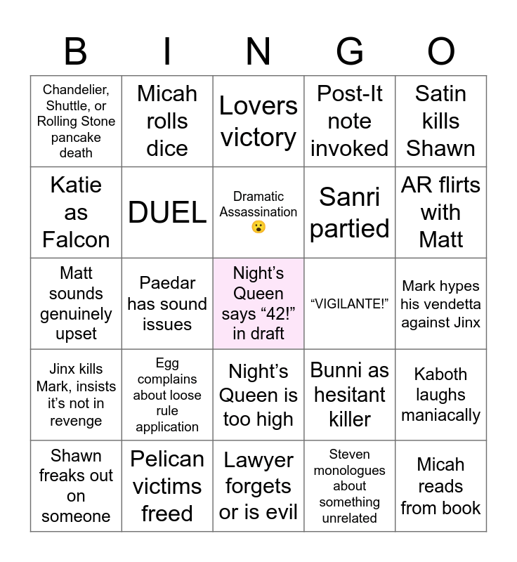 GOOSE GAME CHAOS TRACKER Bingo Card