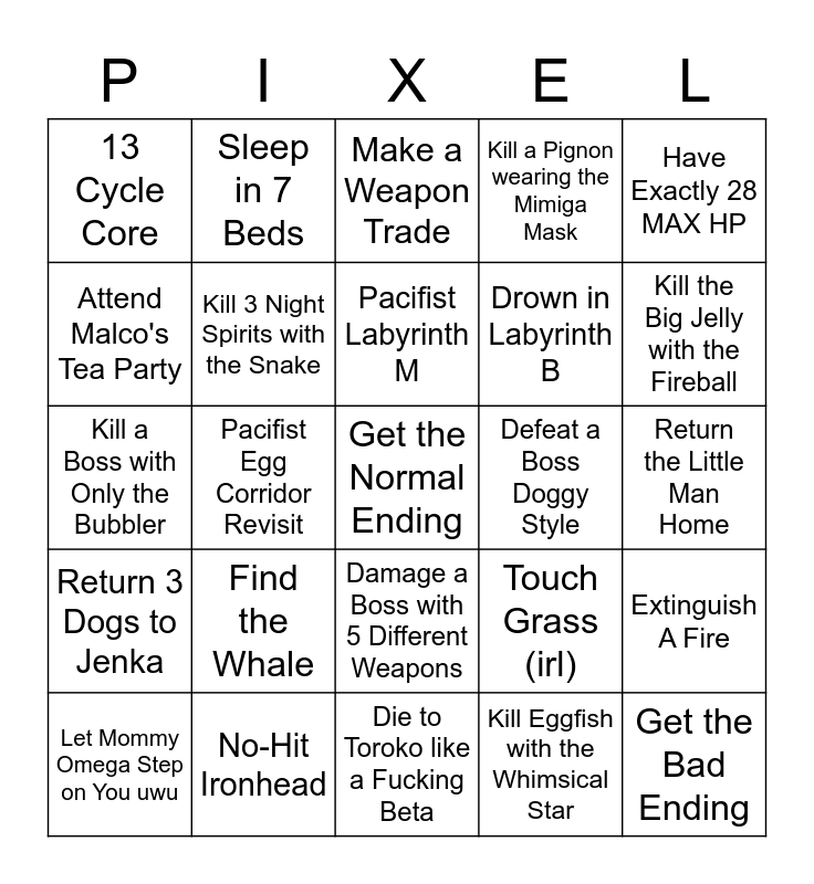 Cave Story Bingo v5 Bingo Card