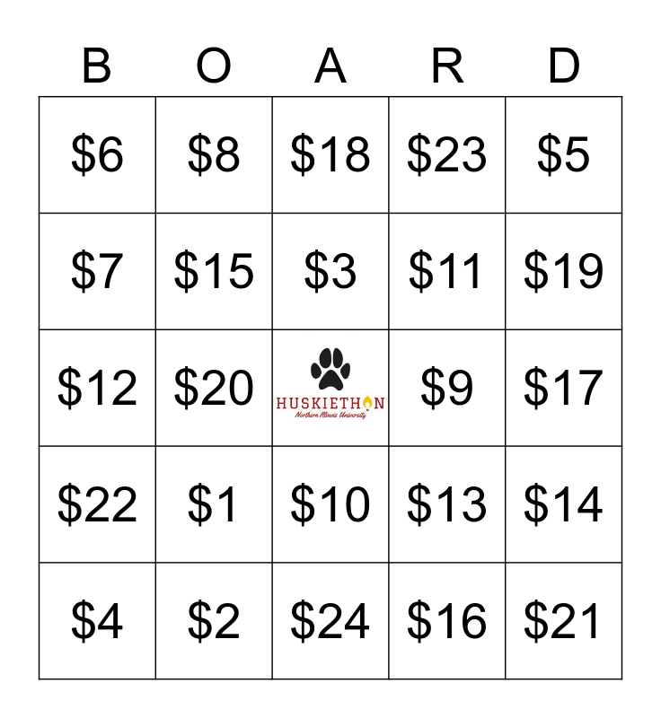 Fill the Board Bingo Card