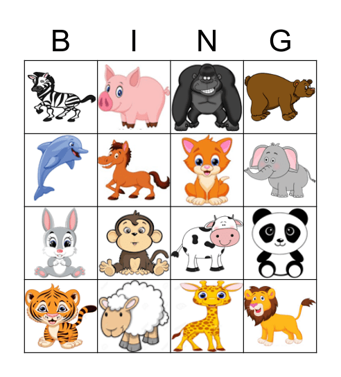 Animals Bingo Card
