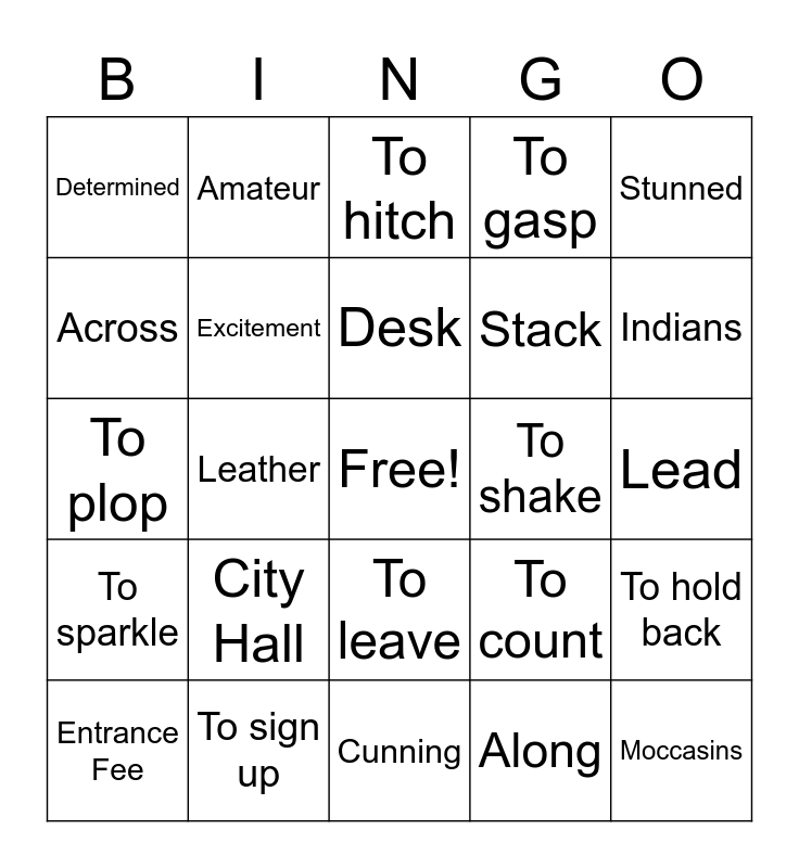 Stone Fox Chapter 6 Bingo Card