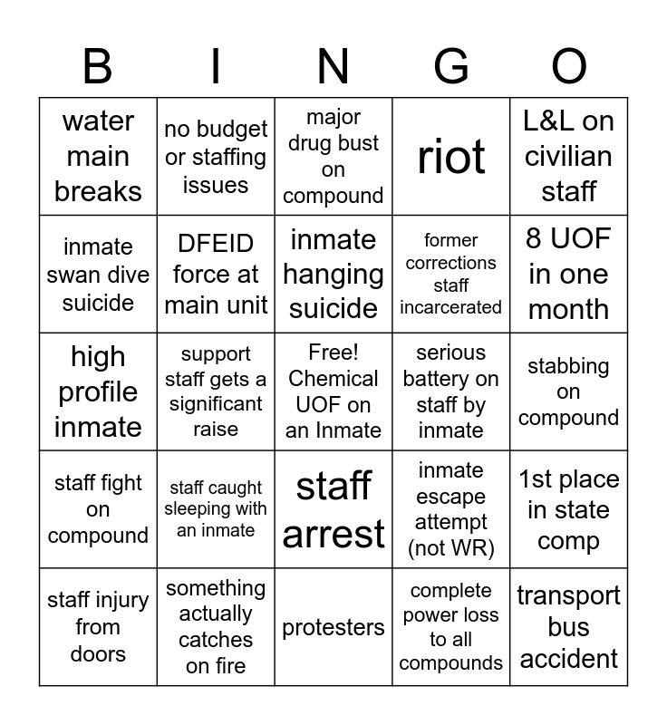 FL DOC Bingo 2023 Bingo Card