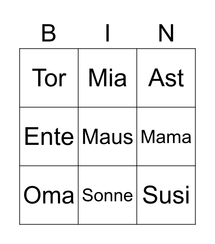 Domino Bingo Card