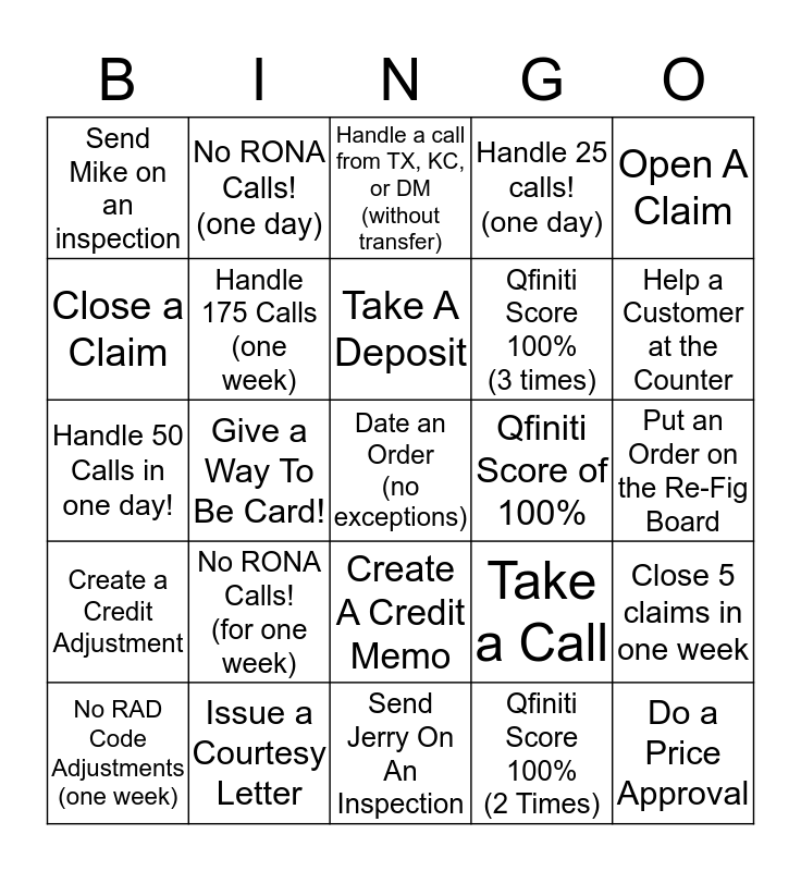 Flooring Service BINGO Card