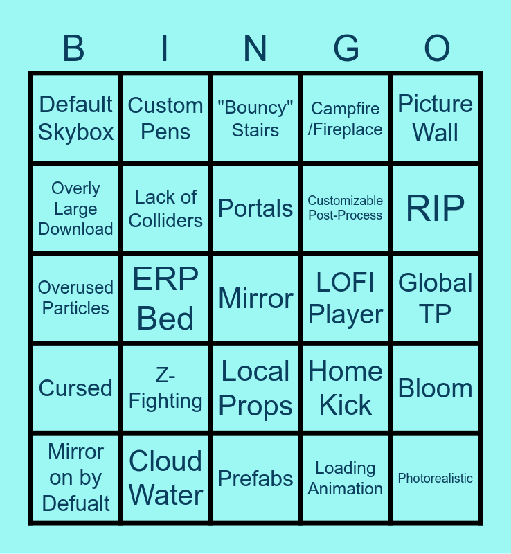 VRChat World Bingo! Bingo Card