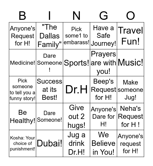 Good Luck Dr.H! Bingo Card