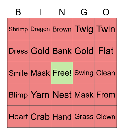Blends Bingo Card