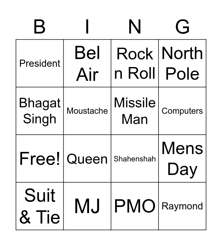 Pace Wisdom - Mens Day Bingo Card
