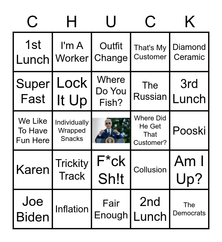 SweetChuck Bingo Card
