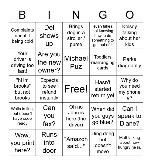 Evan's Bingo Card
