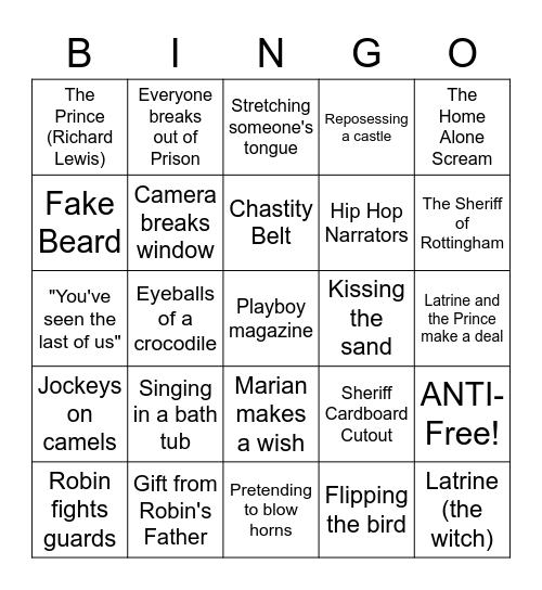 Robin Hood: Men in Tights - Round 1 Bingo Card