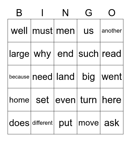 Fry Words 101-200 #3 Bingo Card
