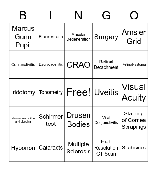Eye BINGO Card