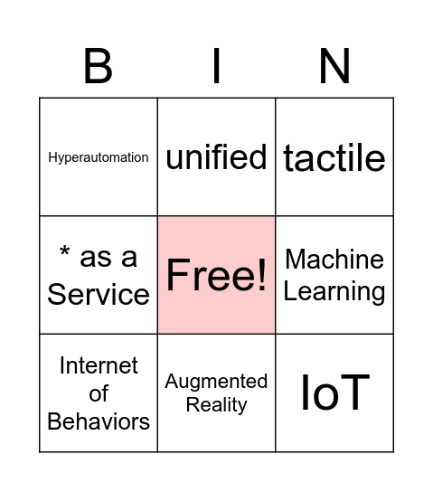 Tech Buzzword Bingo Card