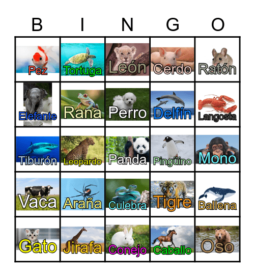 Animales Bingo Card