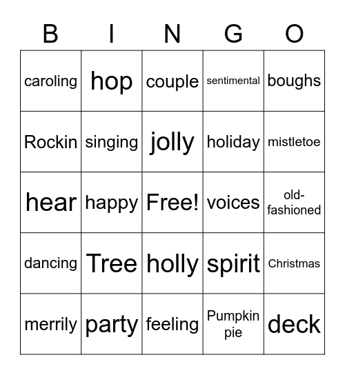 Rockin Around the Christmas Tree Bingo Card