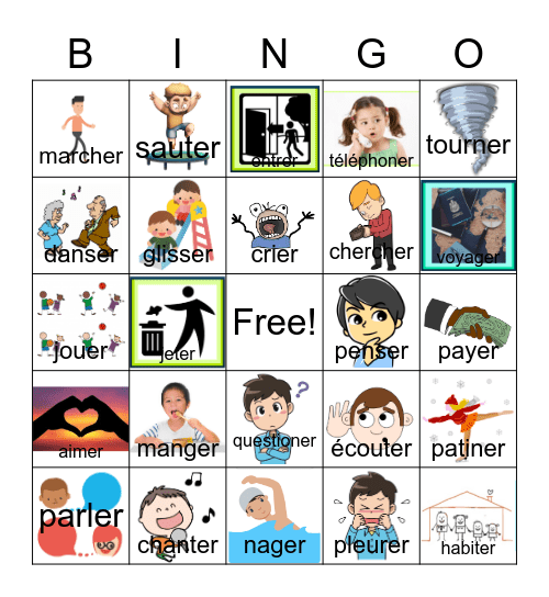 Les verbes en "er" Bingo Card