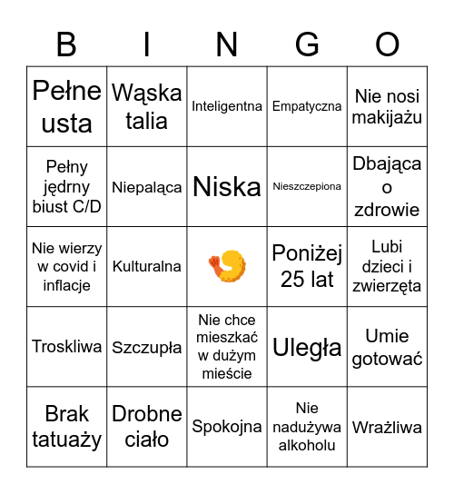 Samica idealna Bingo Card