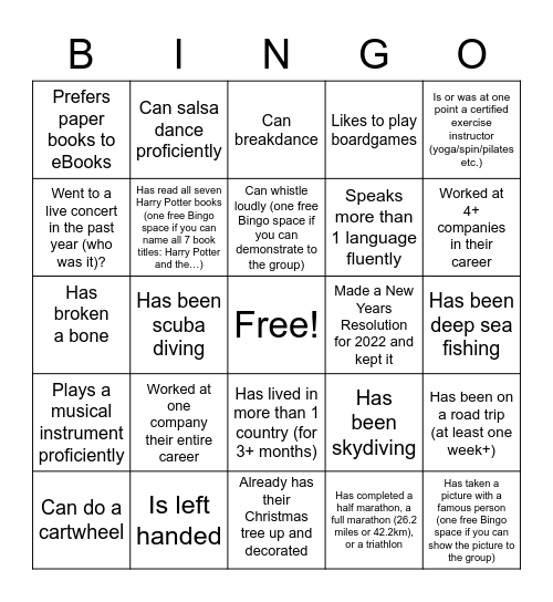 Blackout Bingo - Fill in as many as you can! Bingo Card