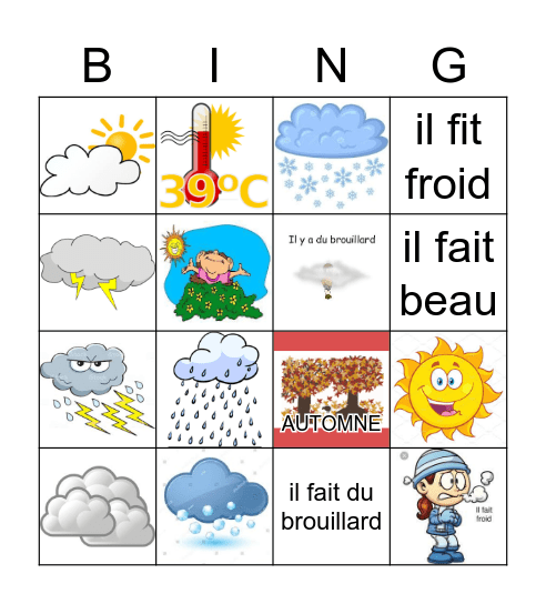 LA MÉTÉO Bingo Card