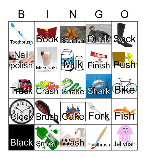 Final /k/ and /ʃ/ Bingo Card
