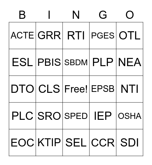 LINGO Bingo Card